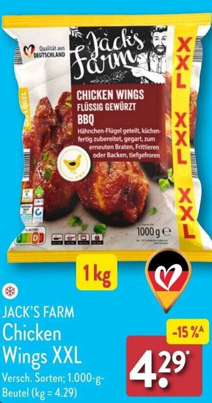 JACK'S FARM Chicken Wings XXL 1kg Angebot bei Aldi Nord