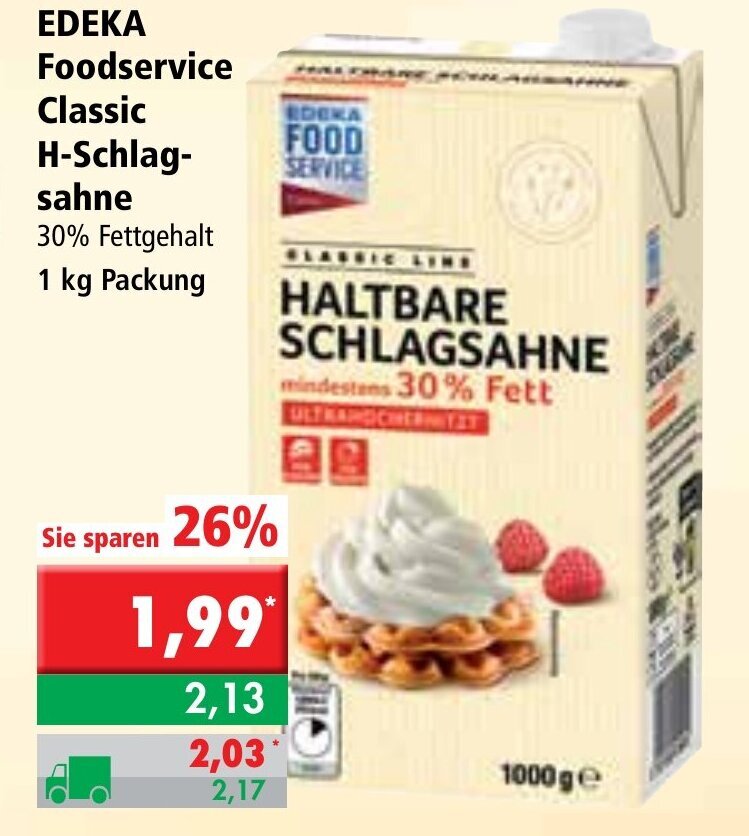 Edeka Foodservice Classic H-Schlag sahne 1kg Angebot bei L. STROETMANN ...