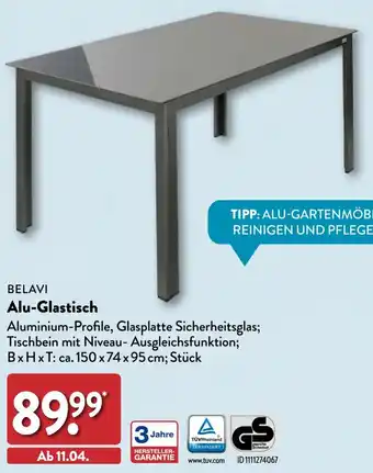 BELAVI Alu-Glastisch Angebot bei Aldi Nord