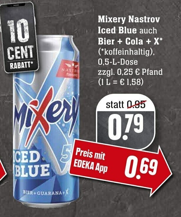 Mixery Nastrov Iced Blue auch Bier + Cola + X 0,5L Angebot bei Edeka ...