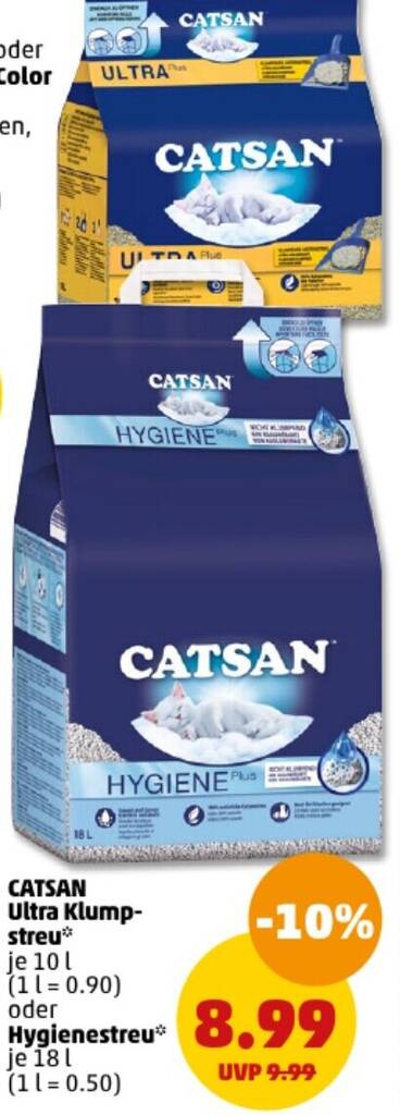 CATSAN Ultra Klumpstreu 10 L oder Hygienestreu 18 L Angebot bei PENNY