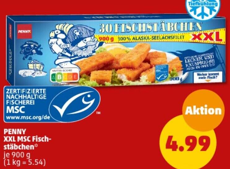 PENNY XXL MSC Fischstäbchen 900 g Angebot bei PENNY