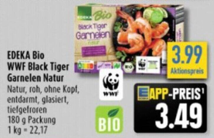 EDEKA Bio WWF Black Tiger Garnelen Natur 180g Angebot bei diska