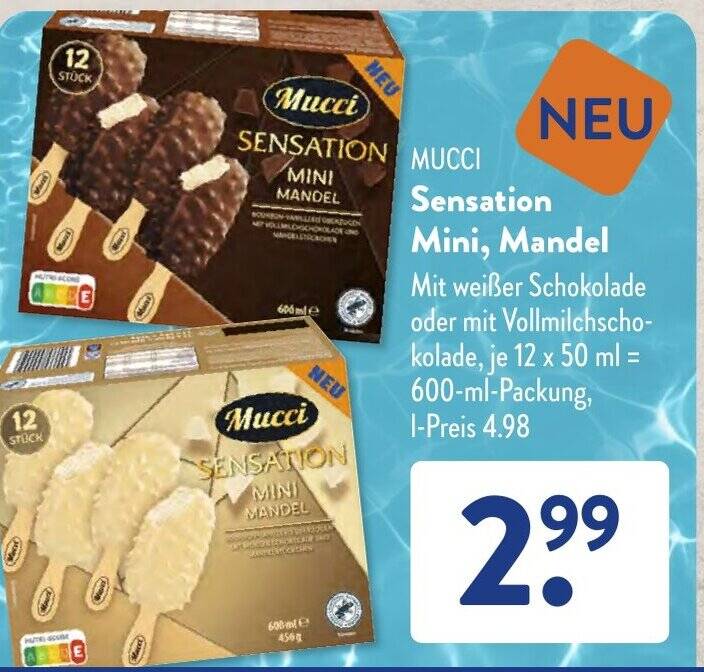 Mucci SENSATION MINI MANDEL 600 ml Packung Angebot bei Aldi Süd