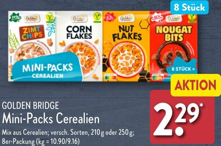 GOLDEN BRIDGE Mini-Packs Cerealien 210 g oder 250 g Angebot bei Aldi Nord