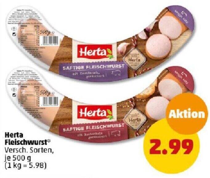 Herta Fleischwurst 500 g Angebot bei PENNY
