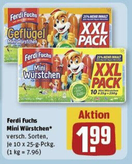Ferdi Fuchs Mini Würstchen 10 x 25-g-Pckg. Angebot bei REWE