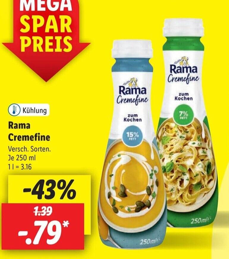 Rama Cremefine 250 ml Angebot bei Lidl