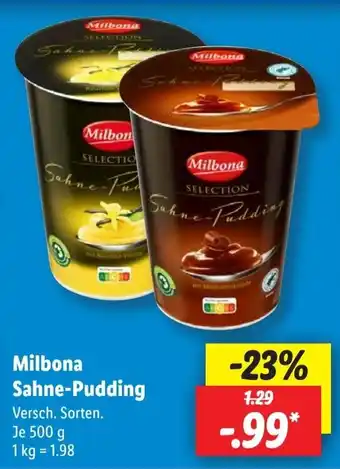 Milbona Sahne-Pudding 500 g Angebot bei Lidl