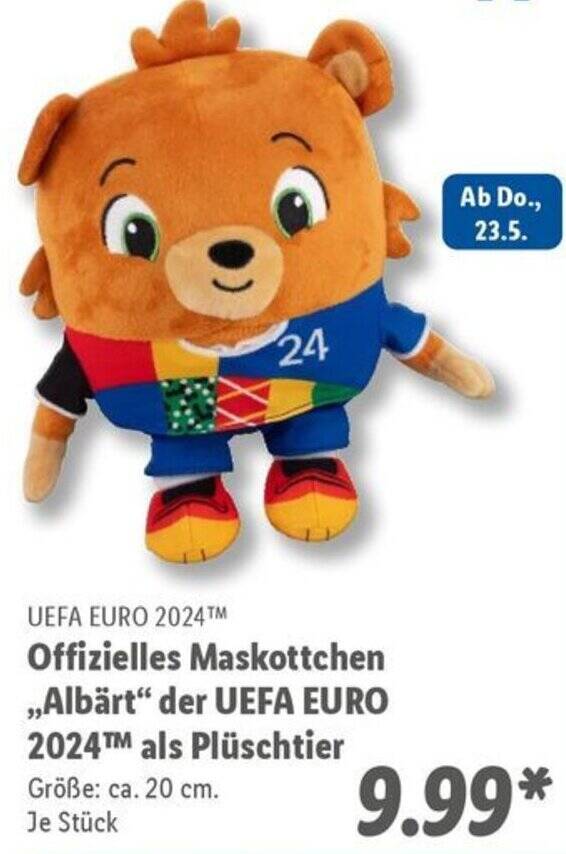 Offizielles Maskottchen „Albärt" der UEFA EURO 2024 als Plüschtier ...