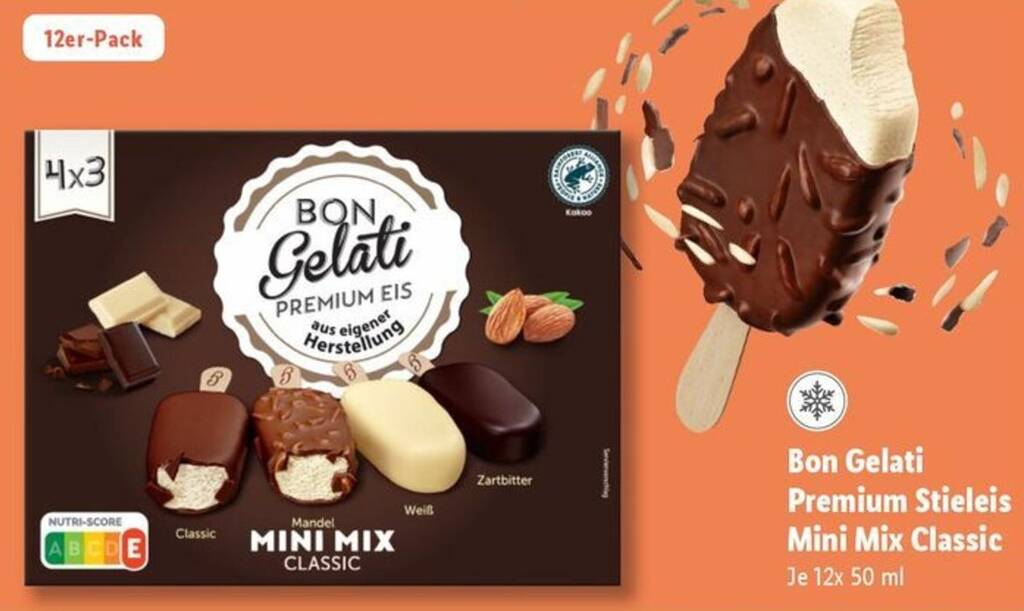 Bon Gelati Premium Stieleis Mini Mix Classic 12x 50 ml Angebot bei Lidl