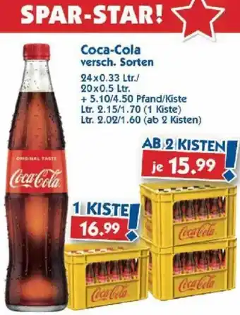 Coca-Cola 24x0.33 Ltr./ 20x0.5 Ltr. Angebot bei Hol'ab Getränkemarkt