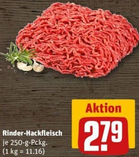 Rinder-Hackfleisch 250 g Pckg. Angebot bei REWE