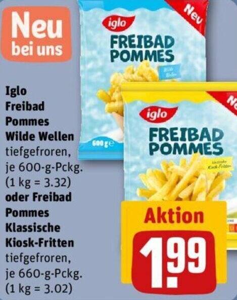 Iglo Freibad Pommes Wilde Wellen 600 g oder Freibad Pommes Klassische ...