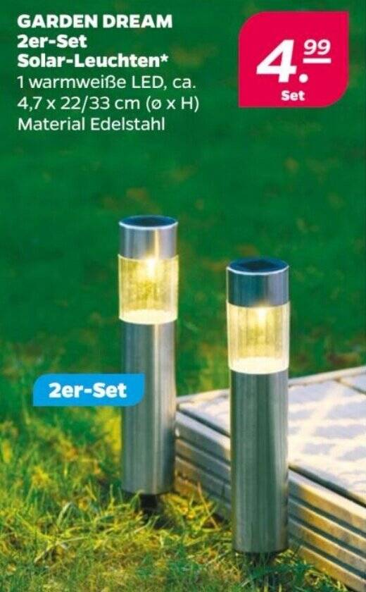 GARDEN DREAM 2er-Set Solar-Leuchten Angebot bei NETTO