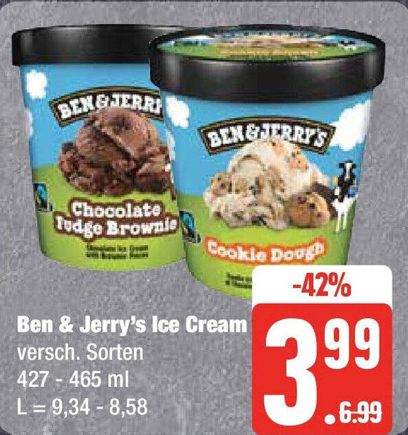 Ben & Jerry's Ice Cream 427-465 ml Angebot bei Edeka