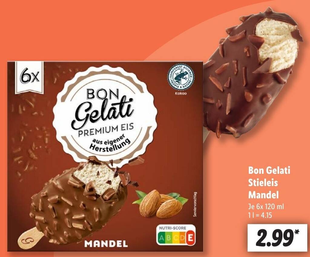 Bon Gelati Stieleis Mandel 6x120 ml Angebot bei Lidl