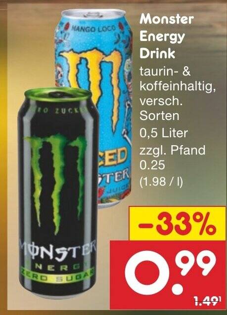 Monster Energy Drink 0,5 Liter Angebot bei Netto Marken-Discount