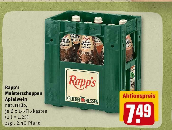 Rapp‘s meisterschoppen apfelwein Angebot bei REWE