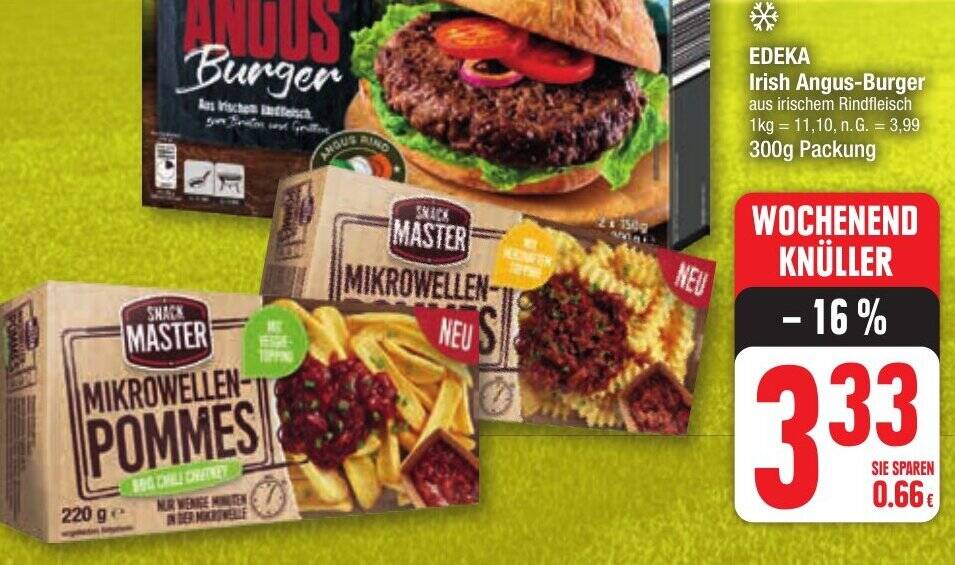 EDEKA Irish Angus-Burger 300g Packung Angebot bei Edeka