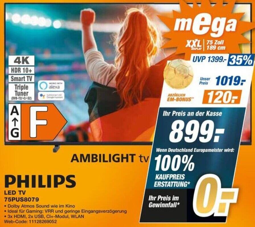 PHILIPS LED TV 75PUS8079 Angebot bei HEM Expert