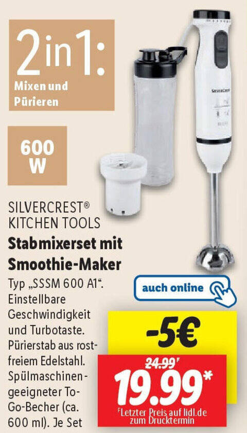 SILVERCREST KITCHEN TOOLS Stabmixerset mit Smoothie-Maker Angebot bei Lidl