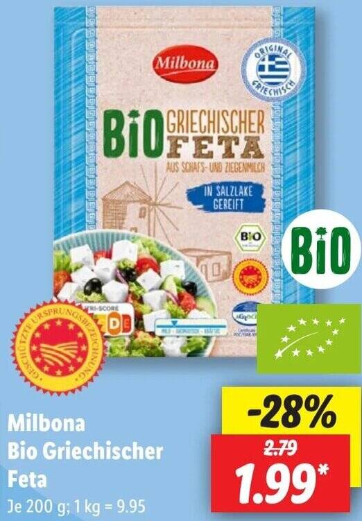 Milbona Bio Griechischer Feta 200 g Angebot bei Lidl