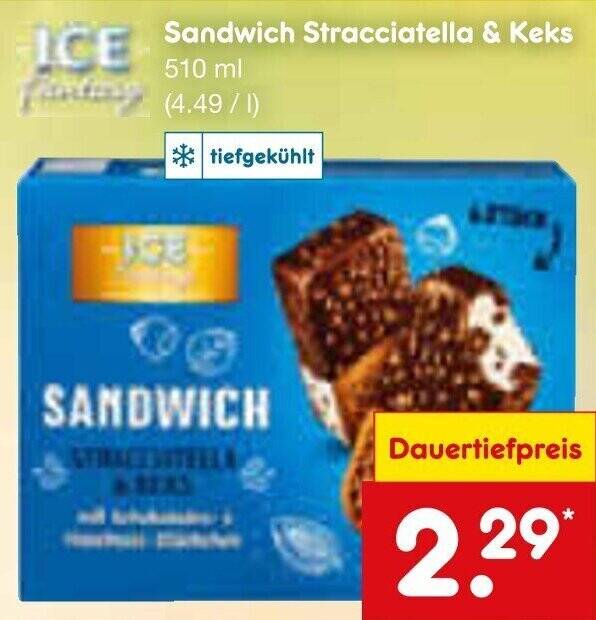 ICE Fantasy Sandwich Stracciatella & Keks 510 ml Angebot bei Netto ...