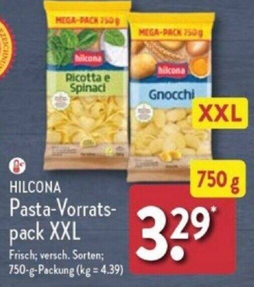 hilcona Pasta-Vorrats- pack XXL 750 g Packung Angebot bei Aldi Nord