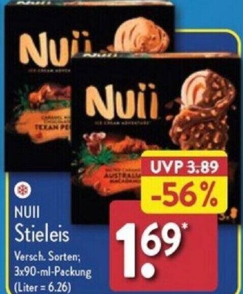 NUII Stieleis 3 x 90 ml Packung Angebot bei Aldi Nord