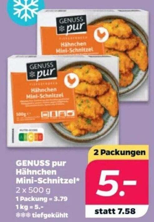 GENUSS pur Hähnchen Mini-Schnitzel 2x500 g Angebot bei NETTO