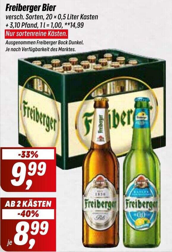Freiberger Bier 20x0,5 Liter Kasten Angebot bei Simmel