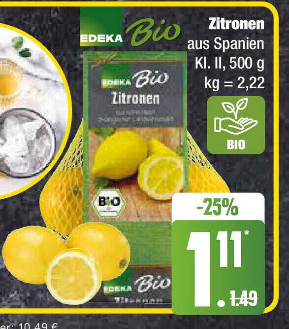 EDEKA Bio Zitronen 500g Angebot bei Edeka