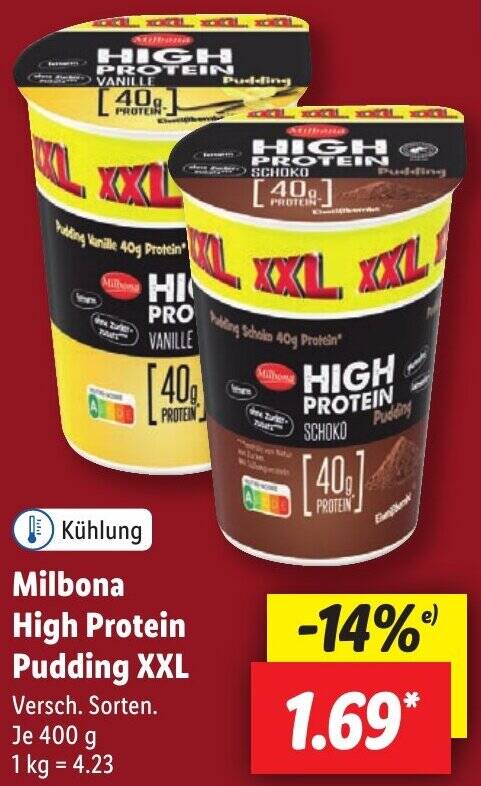 Milbona High Protein Pudding XXL 400 g Angebot bei Lidl