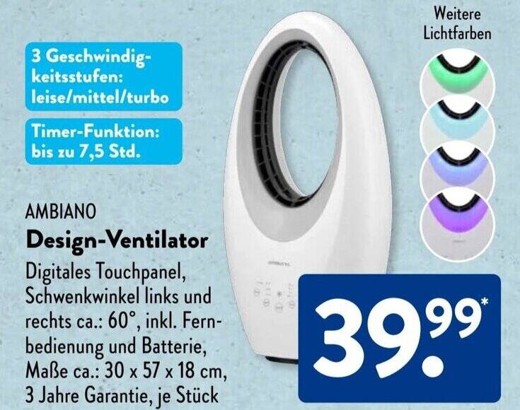 AMBIANO Design-Ventilator Angebot bei Aldi Süd