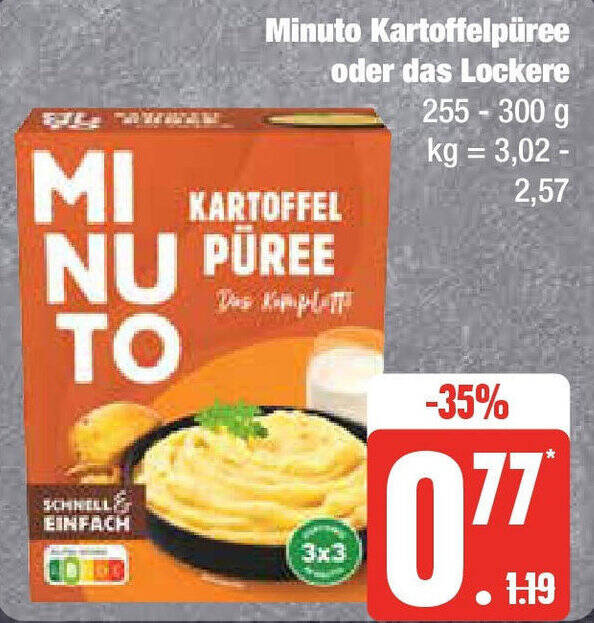 Minuto Kartoffelpüree oder das Lockere 255-300 g Angebot bei Edeka
