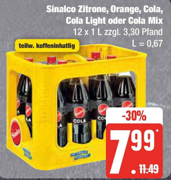 Sinalco Zitrone, Orange, Cola, Cola Light oder Cola Mix 12 x 1 L ...