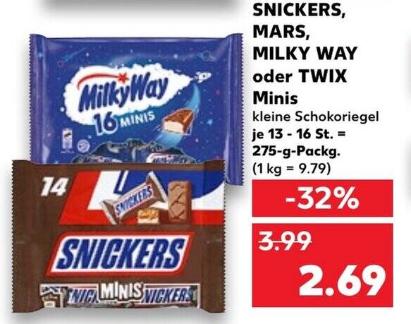SNICKERS, MARS, MILKY WAY MARS oder TWIX Minis 275 g Packg. Angebot bei ...