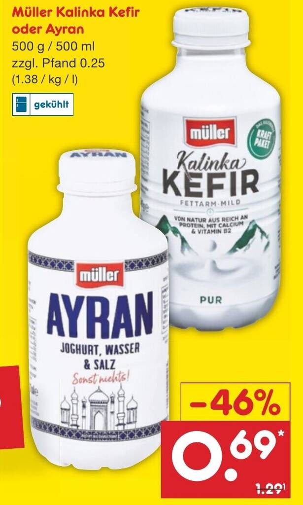 Müller Kalinka Kefir oder Ayran 500g/500 ml Angebot bei Netto Marken ...