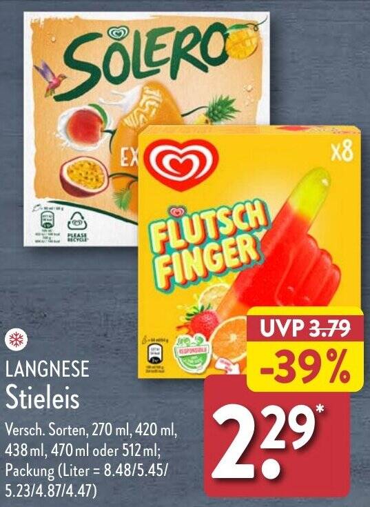 LANGNESE Stieleis 270 ml, 420 ml, 438 ml, 470 ml oder 512 ml Angebot ...