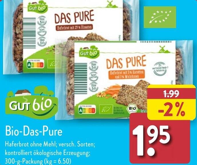 GUT Bio-Das-Pure 300 g Packung Angebot bei Aldi Nord
