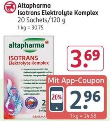 Altapharma Isotrans Elektrolyte Komplex 20 Sachets/120 g Angebot bei ...