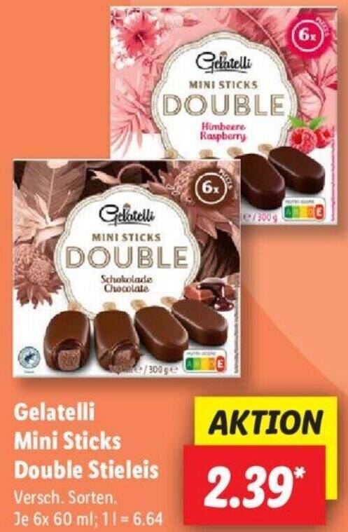 Gelatelli Mini Sticks Double Stieleis 6x60 ml Angebot bei Lidl