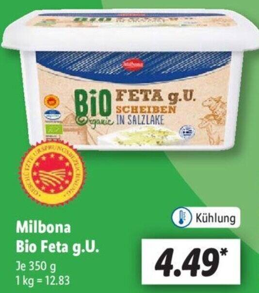 Milbona Bio Feta g.U. 350 g Angebot bei Lidl