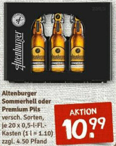 Altenburger Sommerhell oder Premium Pils 20x0,5 L-Fl. Kasten Angebot ...