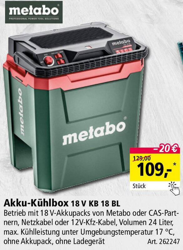 Metabo Akku-Kühlbox 18 V KB 18 BL Angebot bei Holz Possling