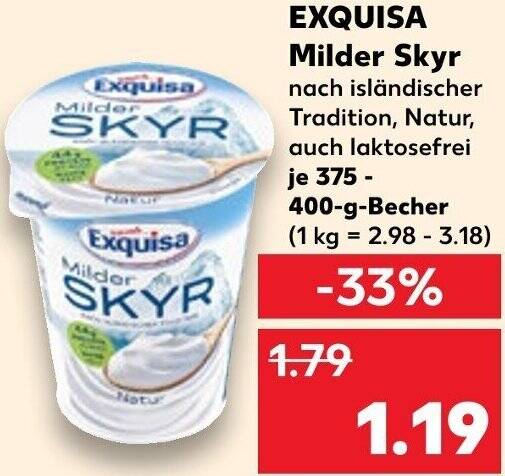 EXQUISA Milder Skyr 375-400 g Becher Angebot bei Kaufland