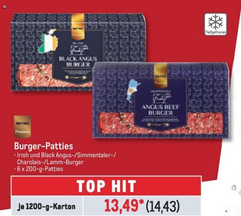 METRO Premium Burger-Patties je 1200-g-Karton Angebot bei METRO