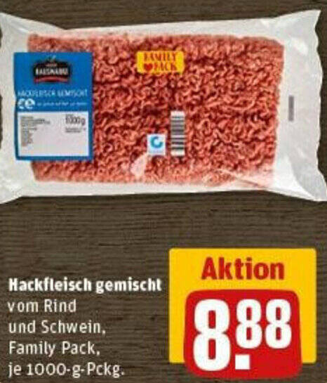 Hackfleisch gemischt 1000 g Pckg. Angebot bei REWE