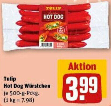Tulip Hot Dog Würstchen 500 g Pckg. Angebot bei REWE